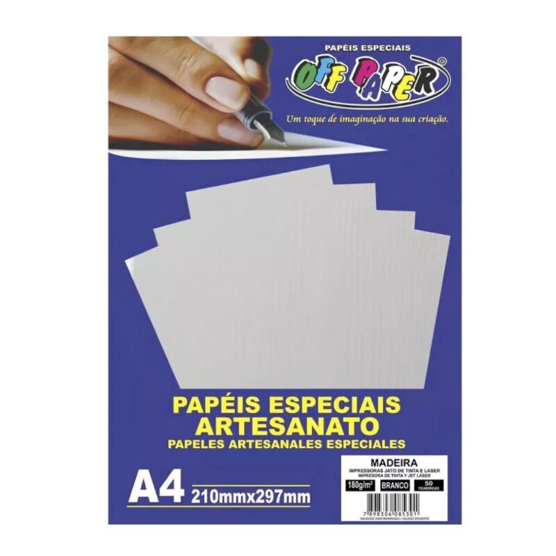 Papel Madeira Branco 180g A4 c/ 50 Fls Offpaper - Diplomata Papéis